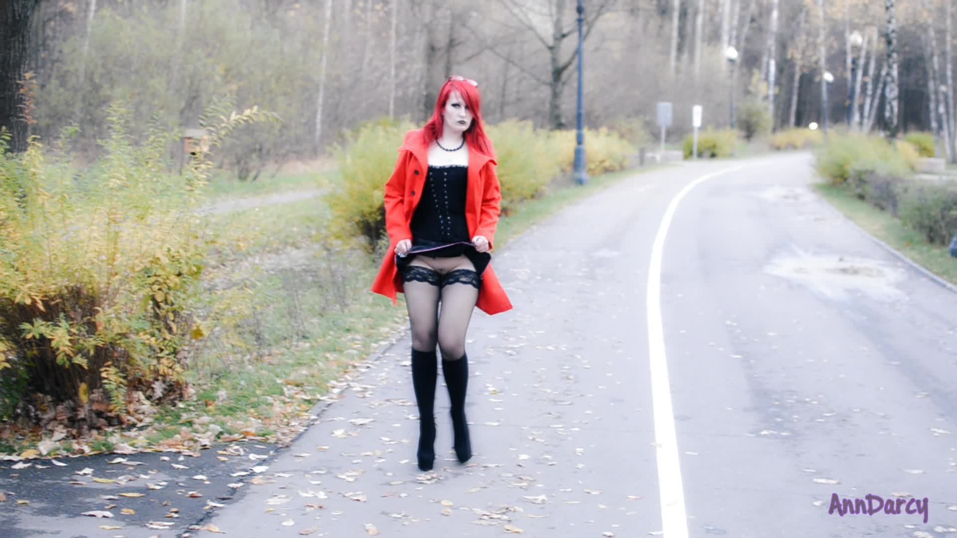 Anndarcy Gothic Upskirt Flashing Without Panties Manyvids